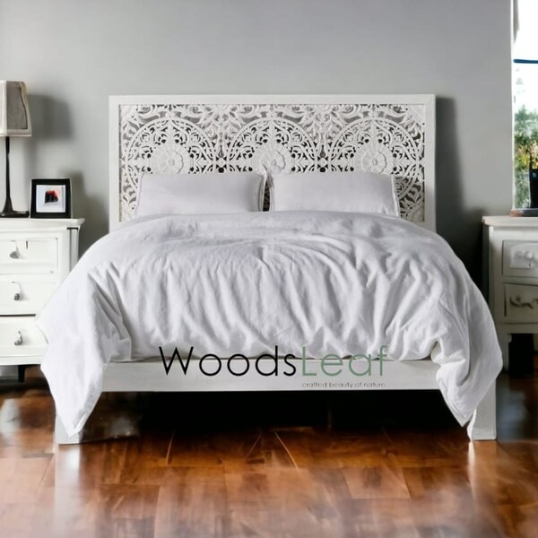Whitewashed King Platform Bed - Etsy