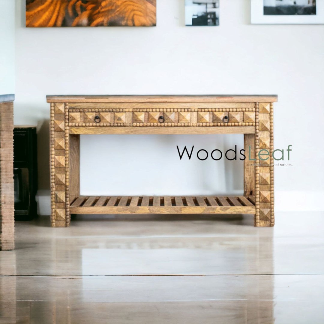 Vintage Inspired Console Table/wooden Rustic Console/carved Indian ...