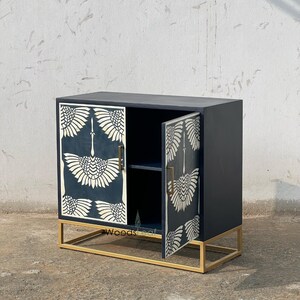 Handmade Bone Inlay Beautiful Swan Design Bone Inlay Bar Cabinet Inlay ...