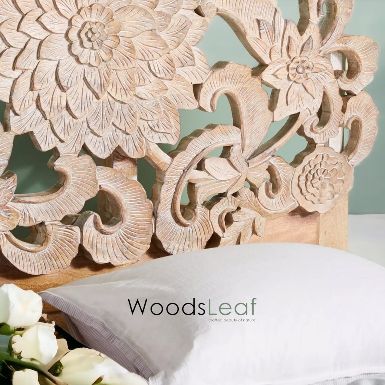 Handcarved Solid Wood Bed Flower Design Carving Bed Carving Furniture ...
