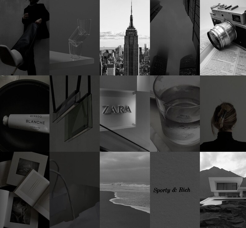 100 PCS Grey Aesthetic Wall Collage Grey Aesthetic Wall Collage Kit ...