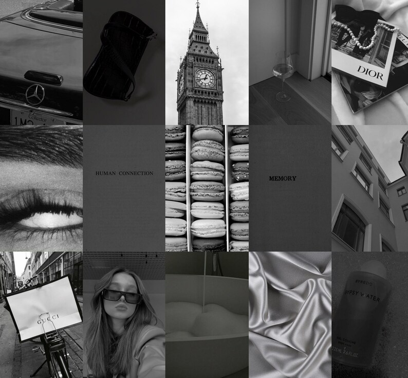 100 PCS Grey Aesthetic Wall Collage Grey Aesthetic Wall Collage Kit ...