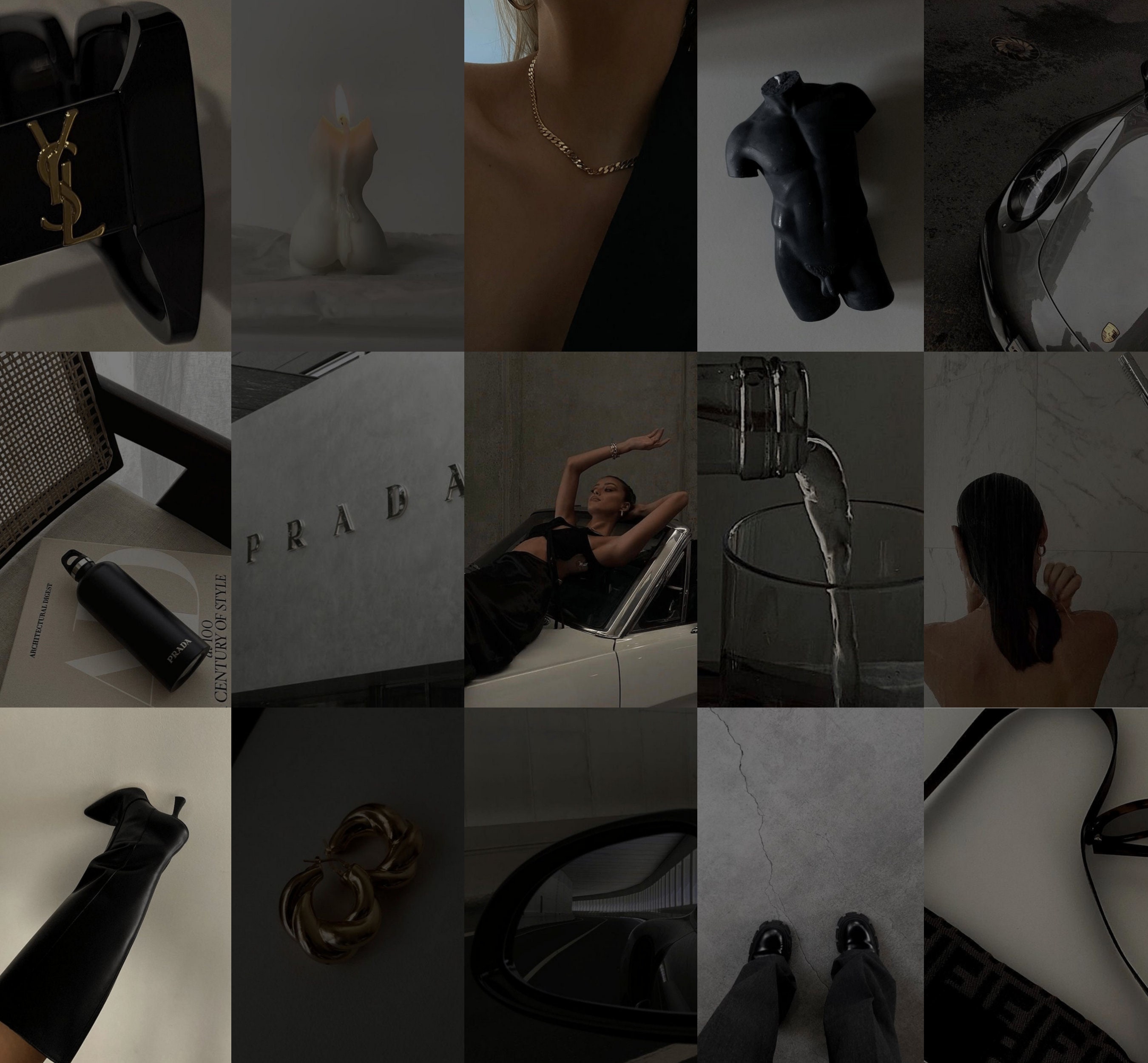 100 PCS | Dark Minimal Aesthetic Wall Collage | Black Aesthetic Wall ...