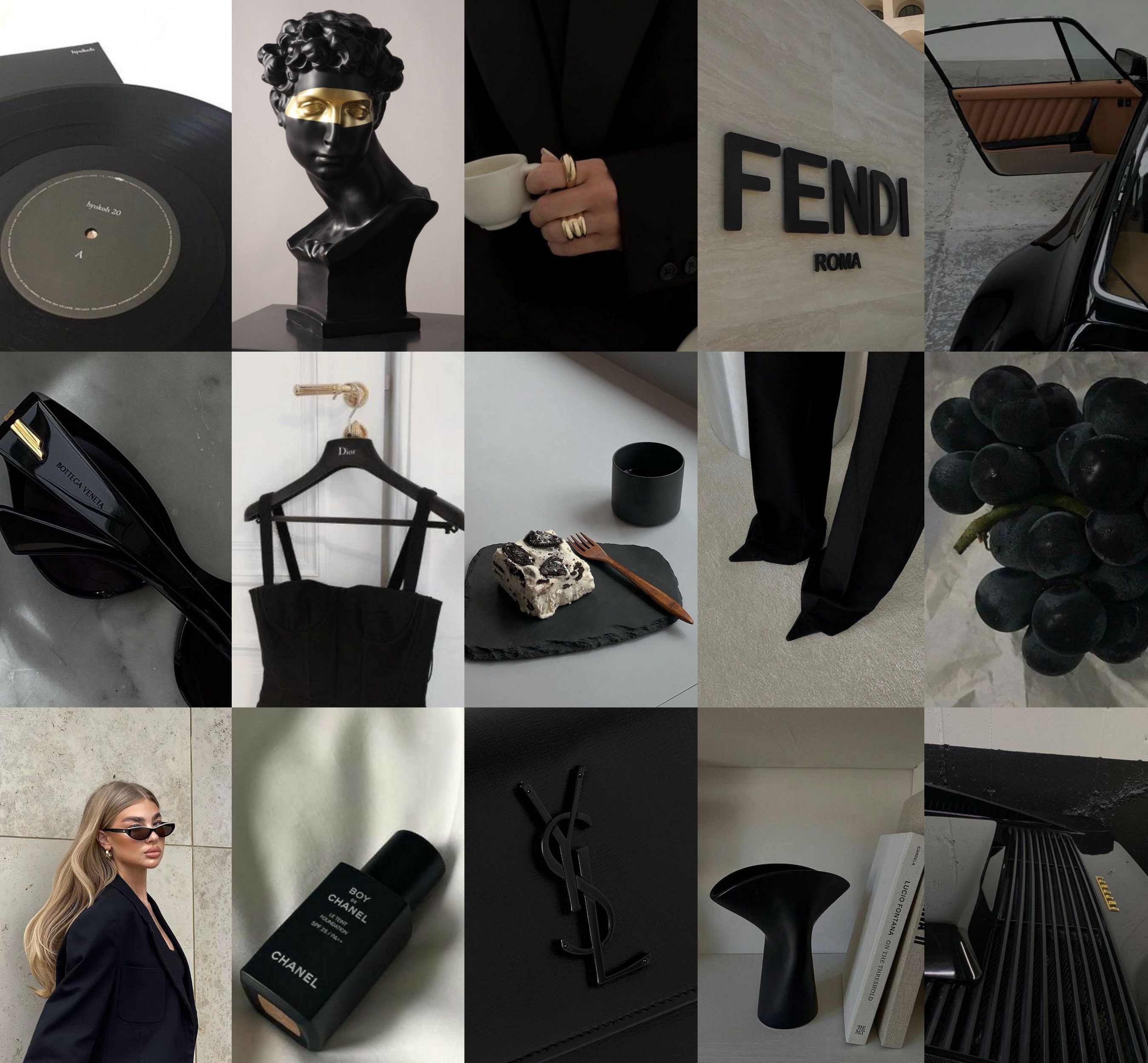 100 PCS Black Luxury Wall Collage Kit Dark Aesthetic Wall Collage Kit ...