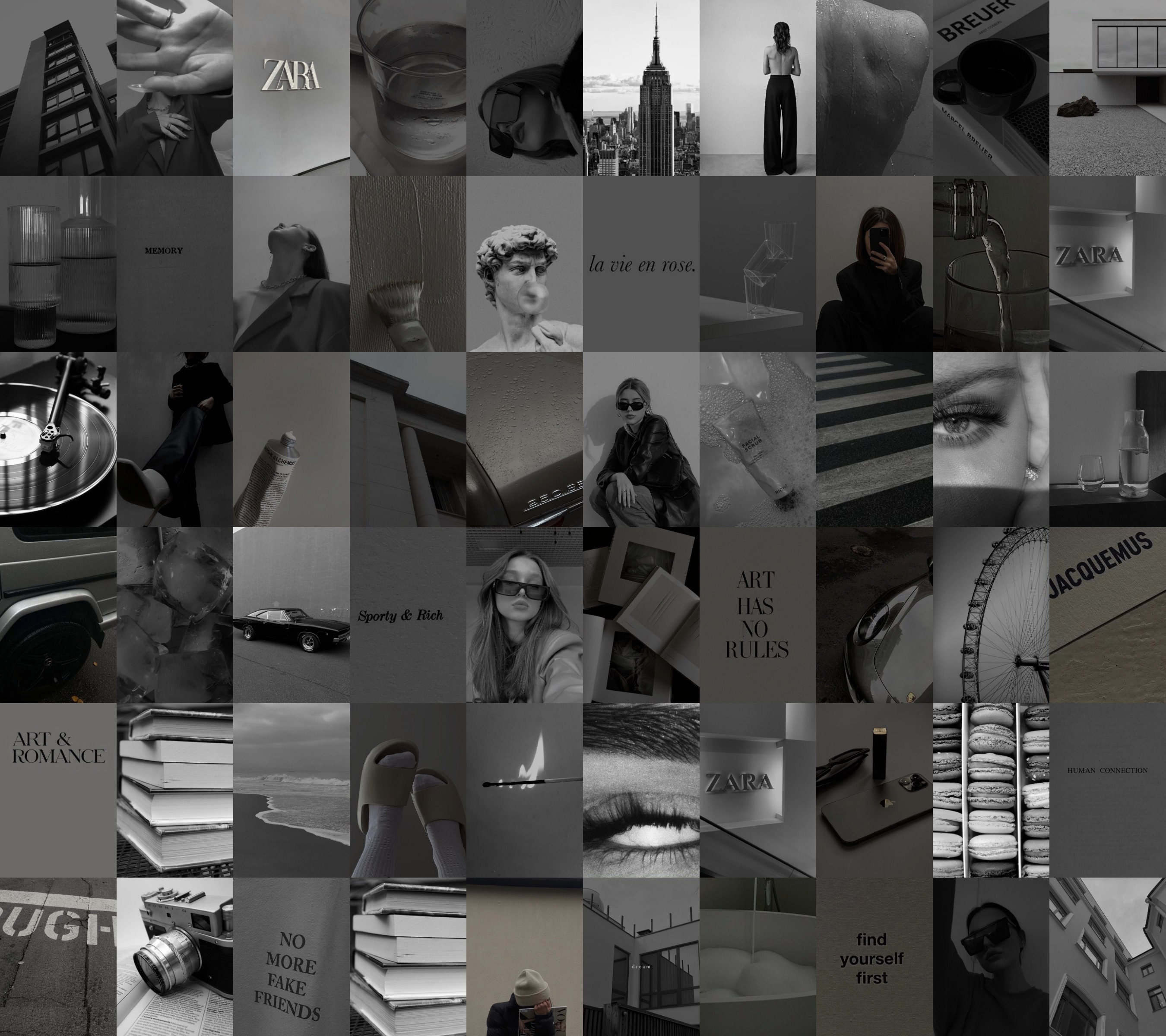 100 PCS Grey Aesthetic Wall Collage Grey Aesthetic Wall Collage Kit ...