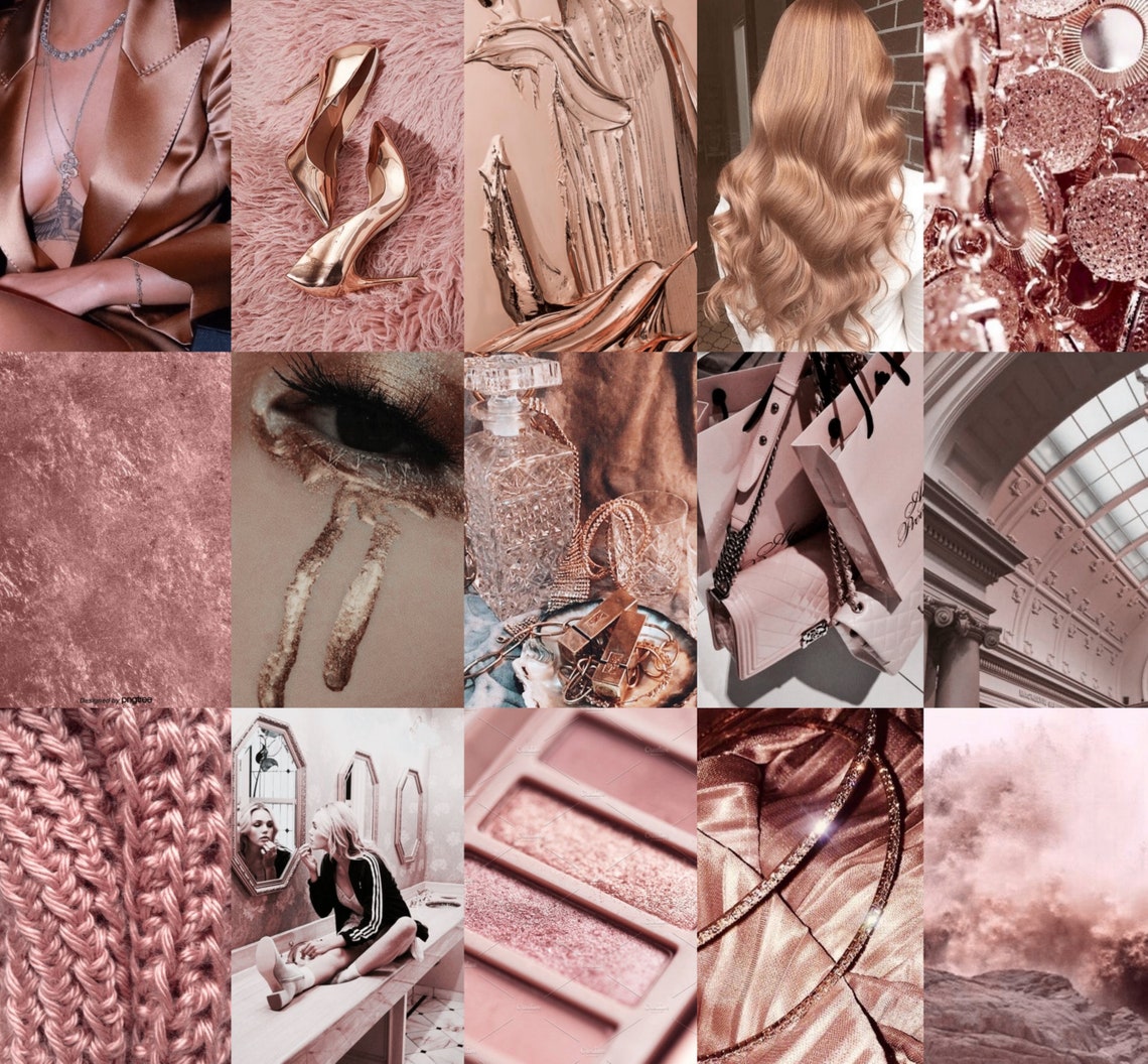 100 PCS Rose Gold Aesthetic Wall Collage Rose Aesthetic | Etsy