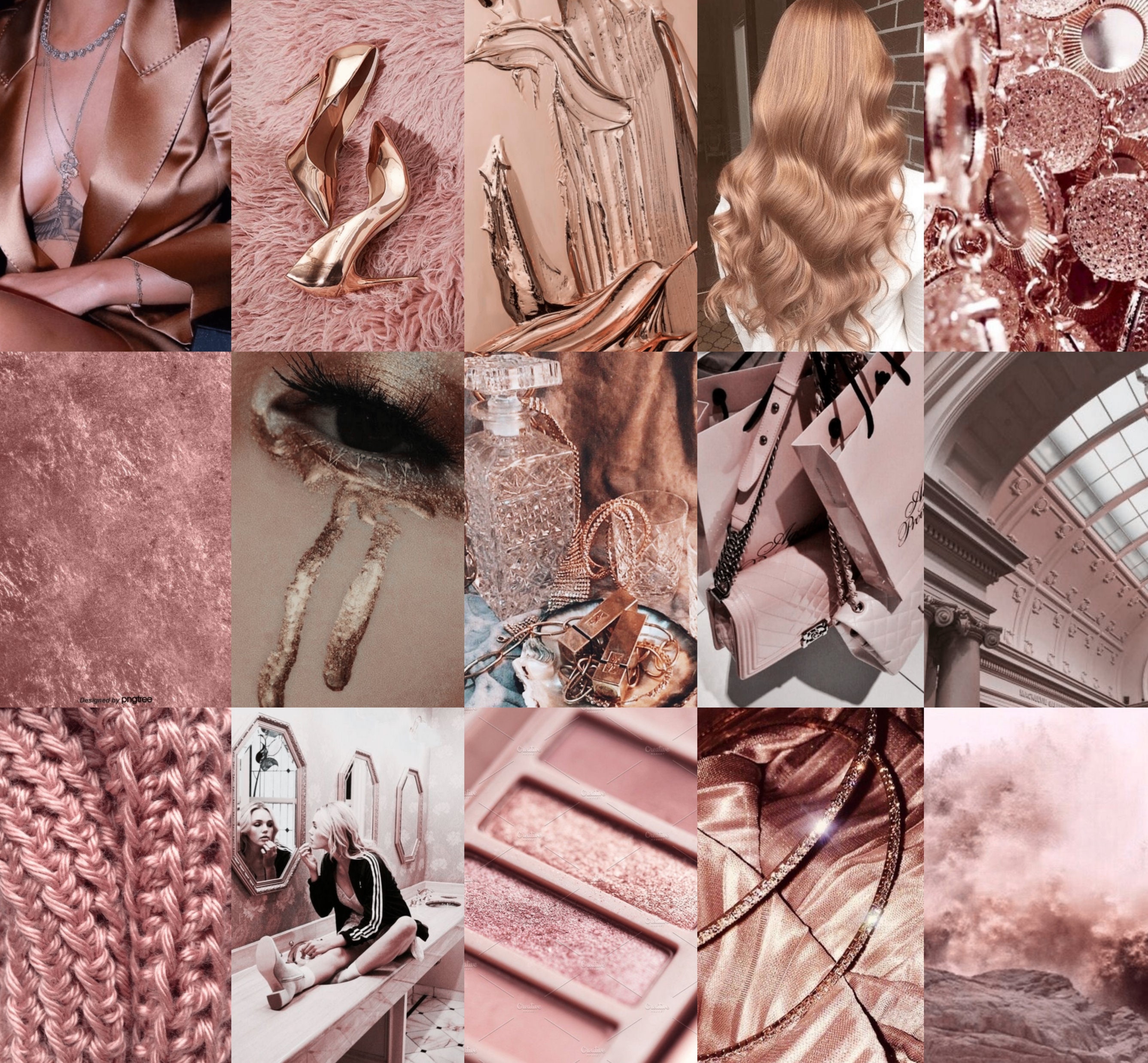 100 PCS Rose Gold Aesthetic Wall Collage Rose Aesthetic Wall Collage ...