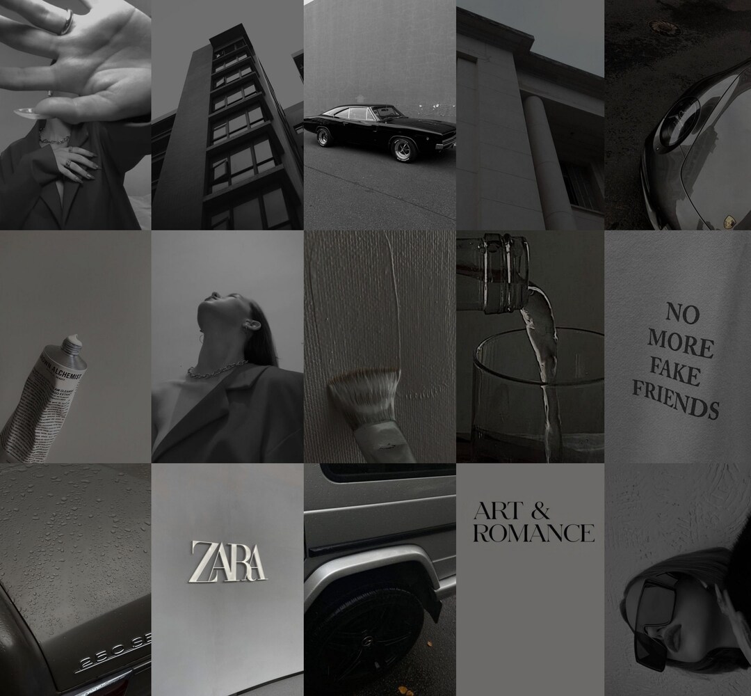 100 PCS Grey Aesthetic Wall Collage Grey Aesthetic Wall Collage Kit ...