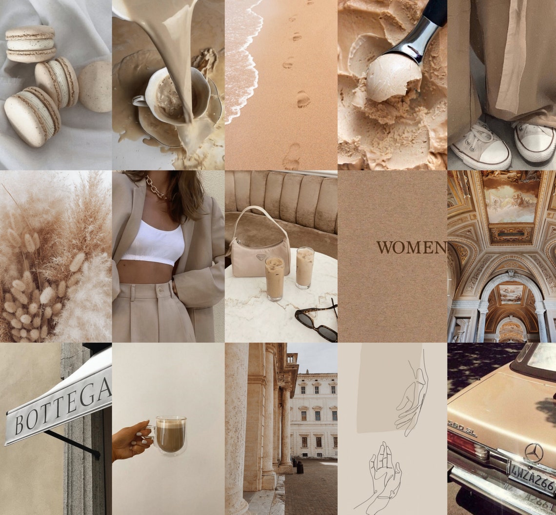 100 PCS Beige Aesthetic Wall Collage Nude Aesthetic Wall Collage Kit ...