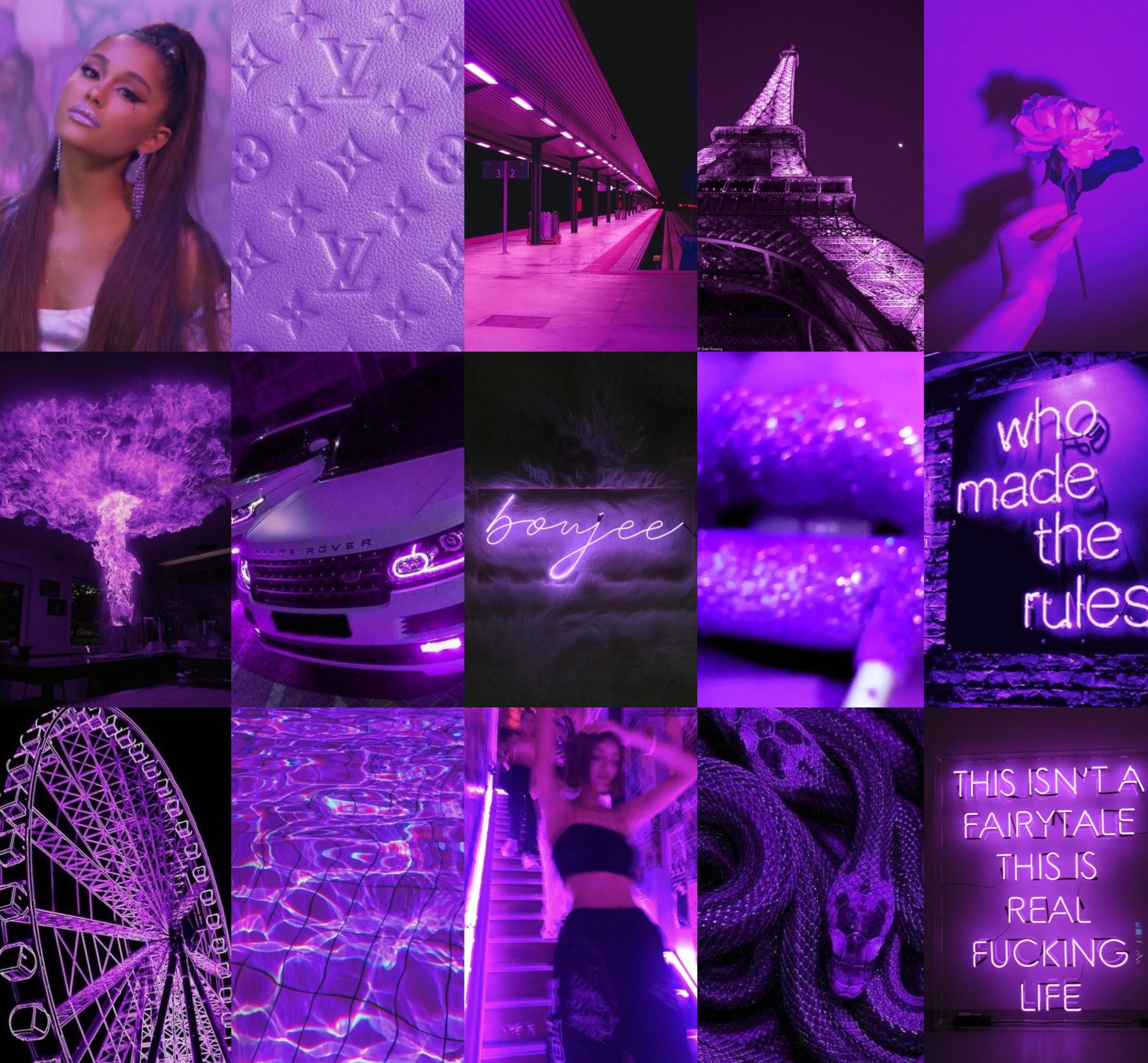 90 PCS Neon Purple Aesthetic Wall Collage Purple Aesthetic - Etsy