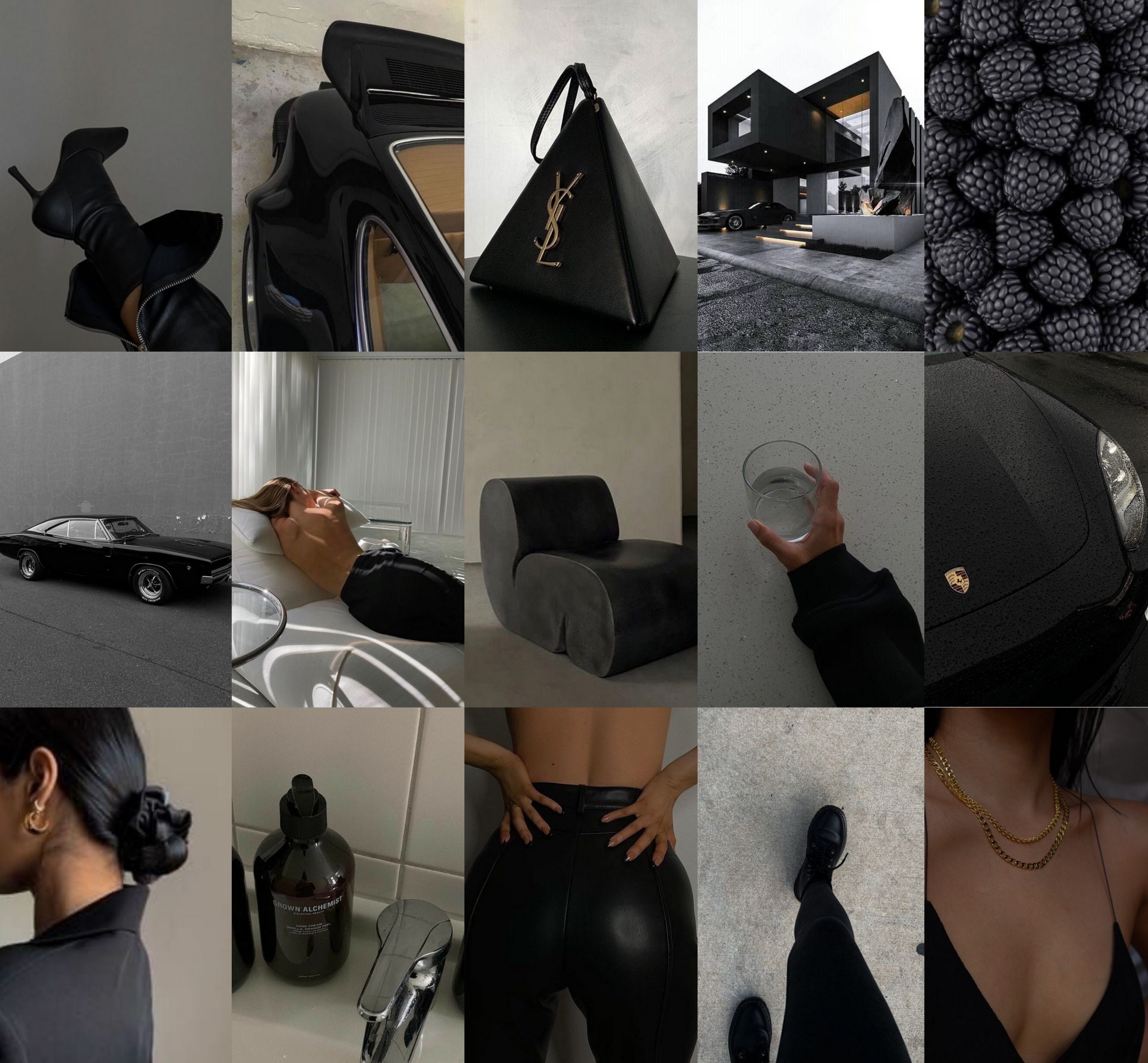 100 PCS Black Luxury Wall Collage Kit Dark Aesthetic Wall Collage Kit ...