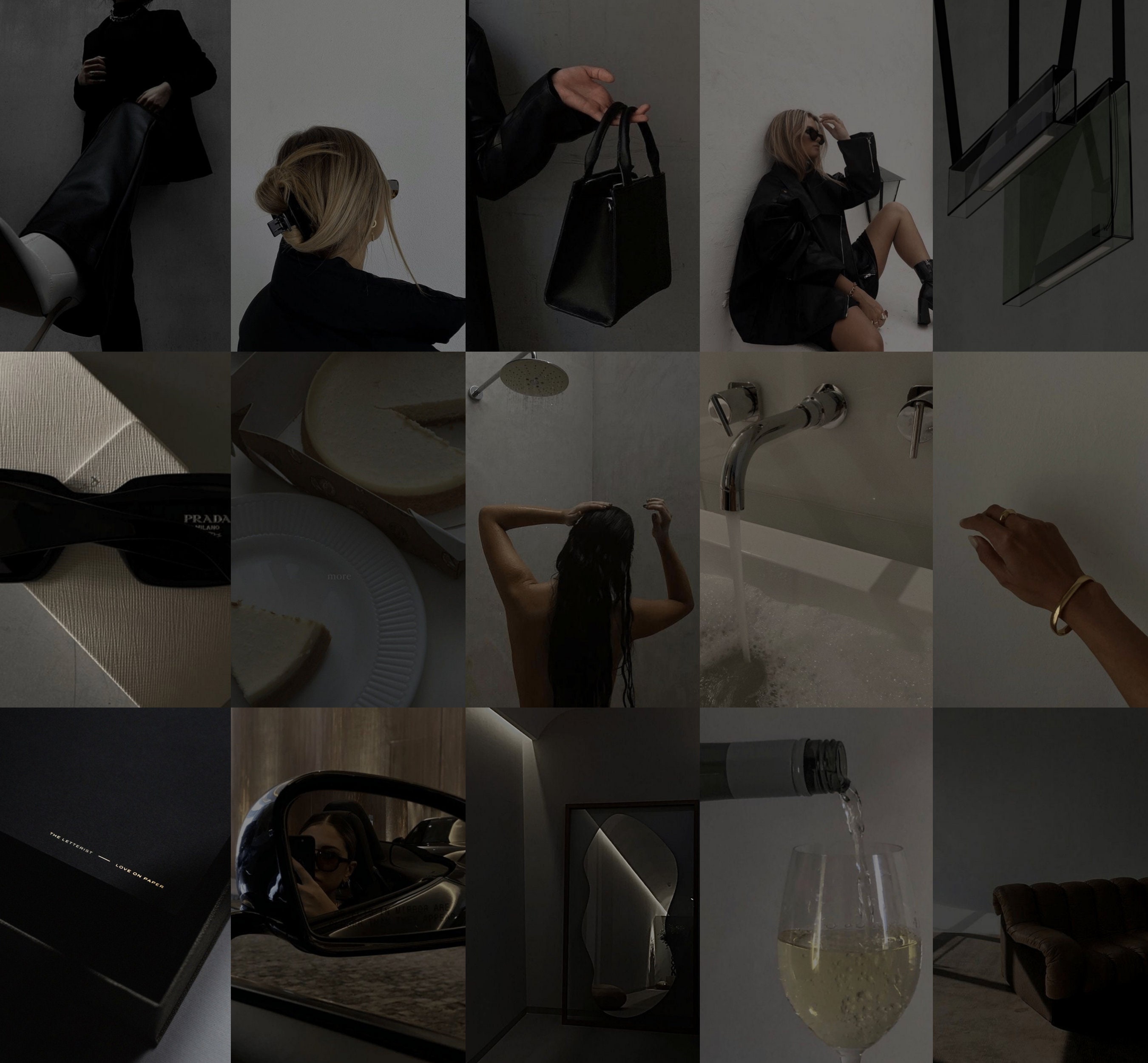 100 PCS | Dark Minimal Aesthetic Wall Collage | Black Aesthetic Wall ...