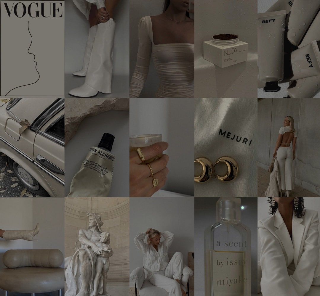 100 PCS Dark Cream Aesthetic Wall Collage Moody Cream Aesthetic Wall ...