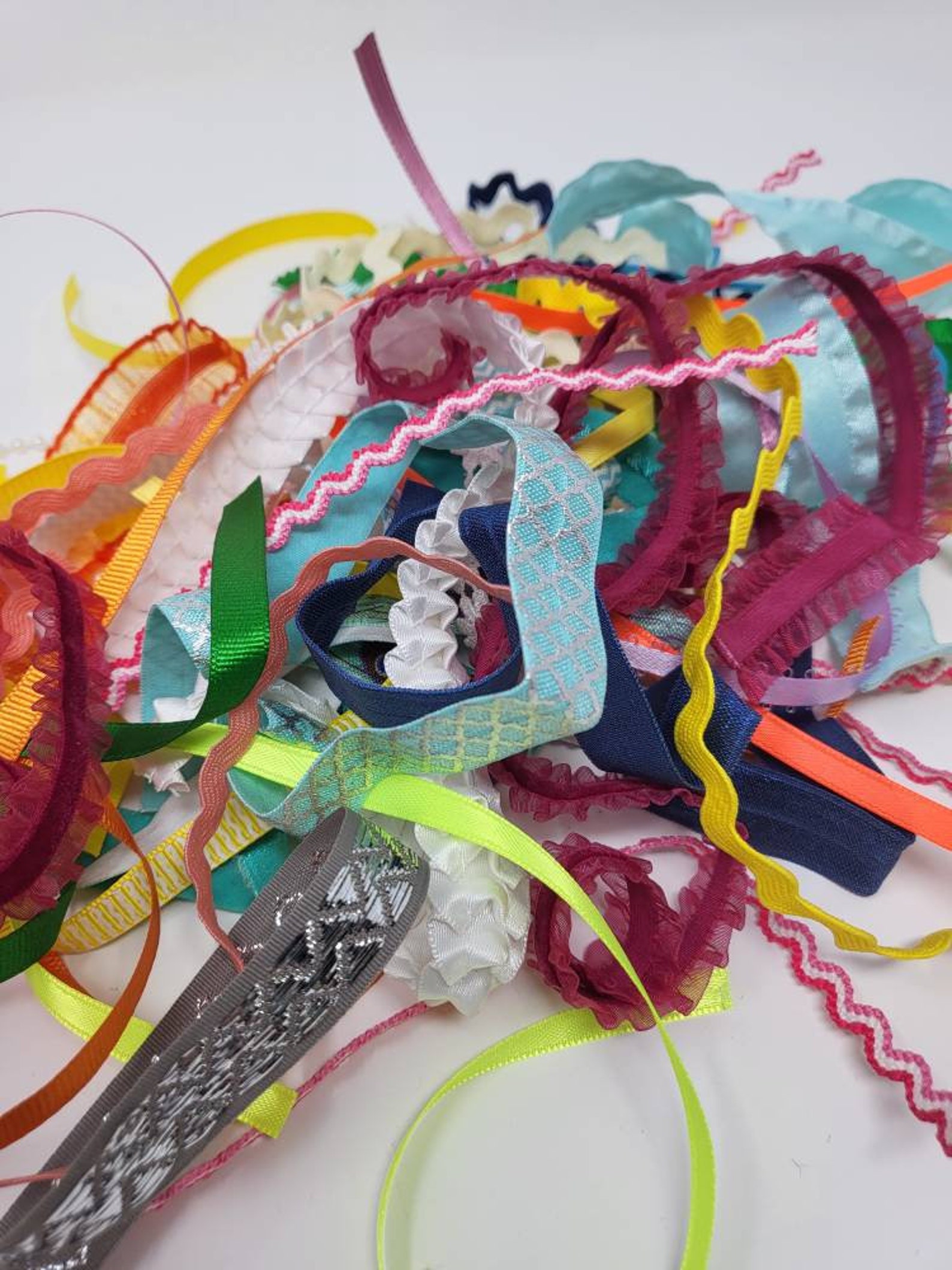 Colorful Trim Bundle – Assorted Ribbons, Elastic, and Decorative Trims ...