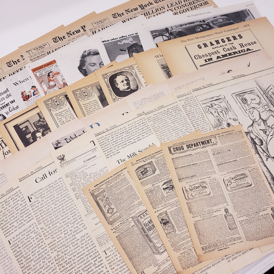 Vintage Newspaper & Magazine Page Bundles – A Glimpse Into the Past! - Etsy