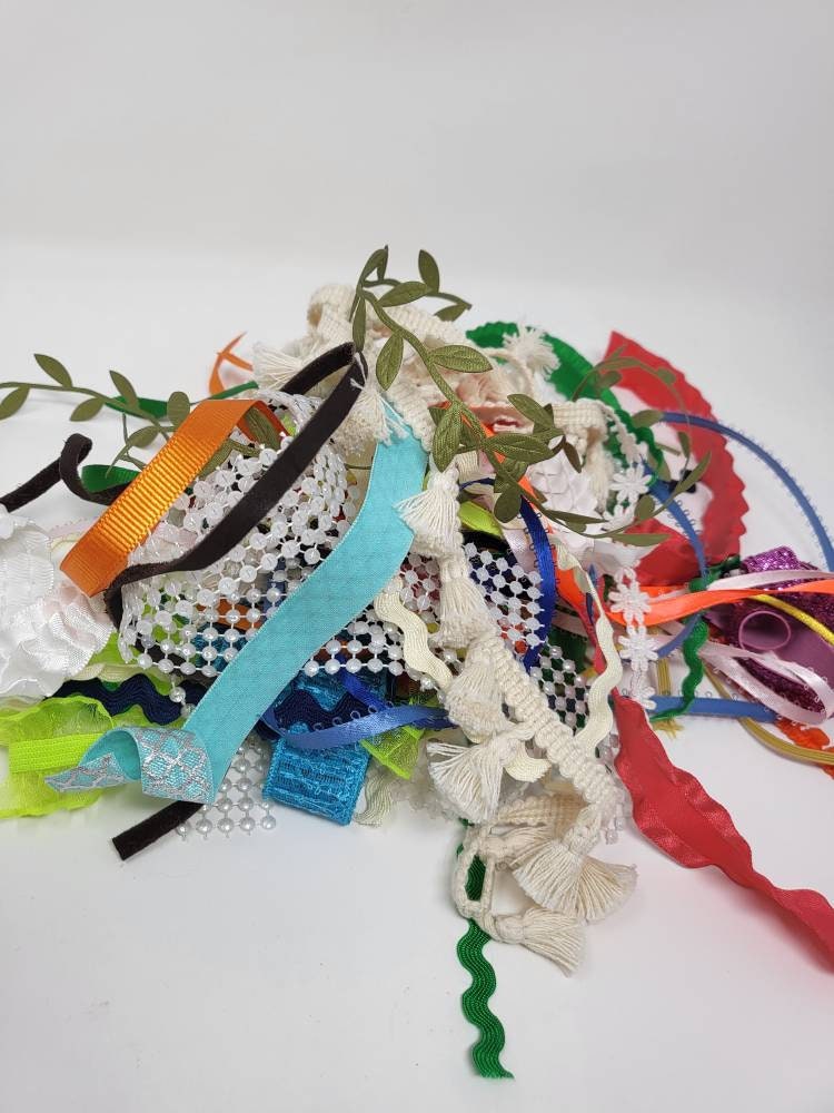 Colorful Trim Bundle – Assorted Ribbons, Elastic, and Decorative Trims ...