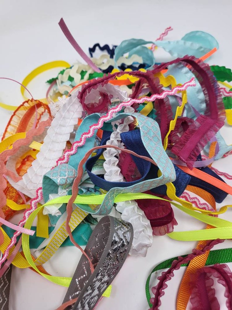 Colorful Trim Bundle – Assorted Ribbons, Elastic, and Decorative Trims ...