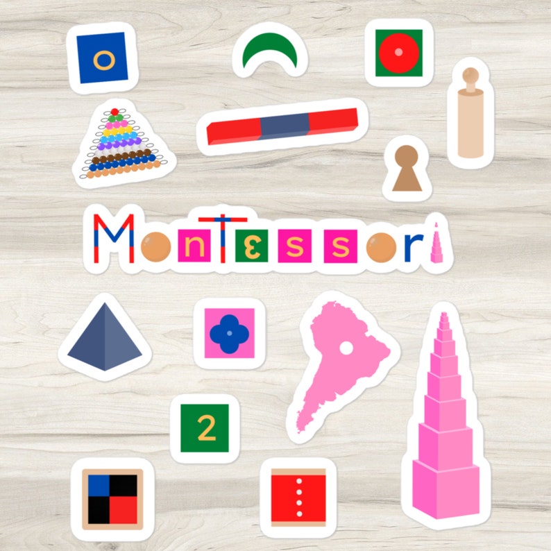 Montessori Materials Sticker Pack: Teacher Student Gift, Pink Tower ...