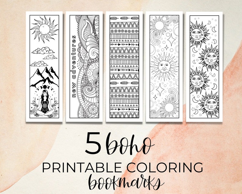 8 Printable Coloring Bookmarks | Boho Printable Coloring Bookmarks ...