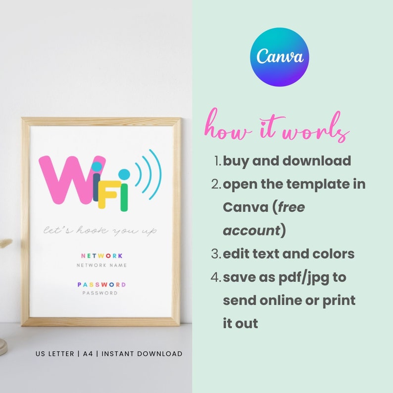 Editable Wifi Password Sign Template | Home Wifi Sign | Wifi Sign ...