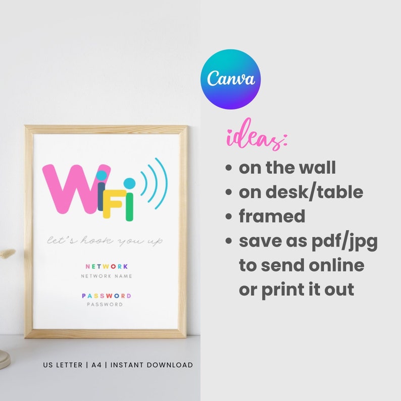 Editable Wifi Password Sign Template | Home Wifi Sign | Wifi Sign ...