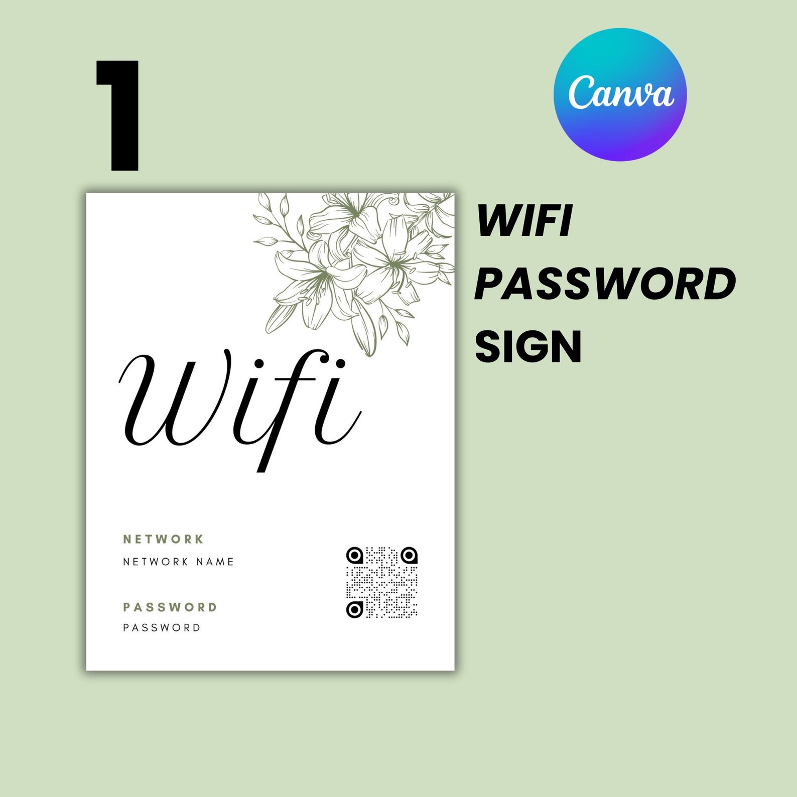 QR Code Sign for Small Business | Wifi Password Sign | Scan to Pay ...