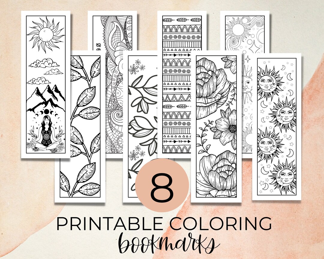8 Printable Coloring Bookmarks | Boho Printable Coloring Bookmarks ...