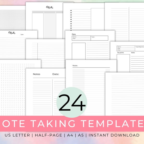Note Taking Template - Etsy