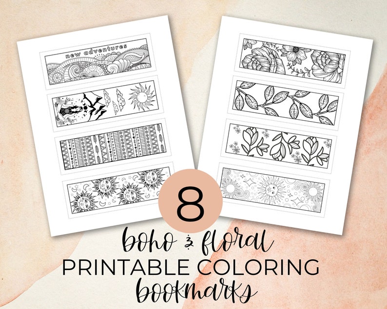 8 Printable Coloring Bookmarks | Boho Printable Coloring Bookmarks ...