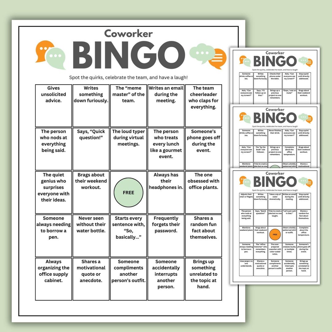Coworker Bingo Game | Ice Breaker Game | Office Bingo | Office Party ...