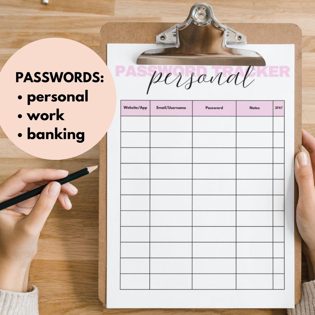 Password Tracker | Password Tracker Printable | Elegant Password ...