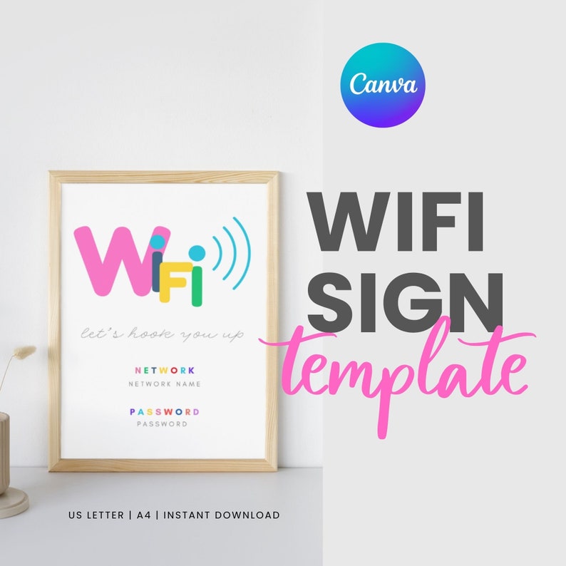 Editable Wifi Password Sign Template | Home Wifi Sign | Wifi Sign ...