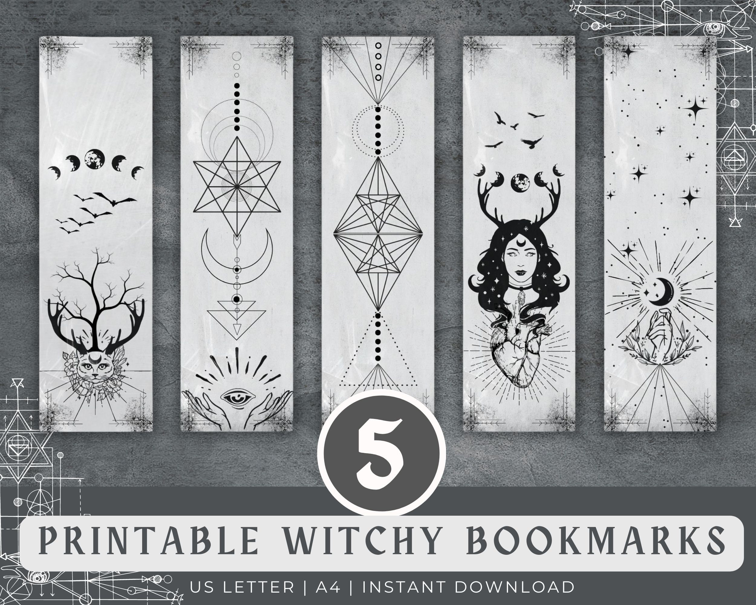 Witchy Bookmark Printable | Magic Bookmarks | Grimoire Bookmark ...