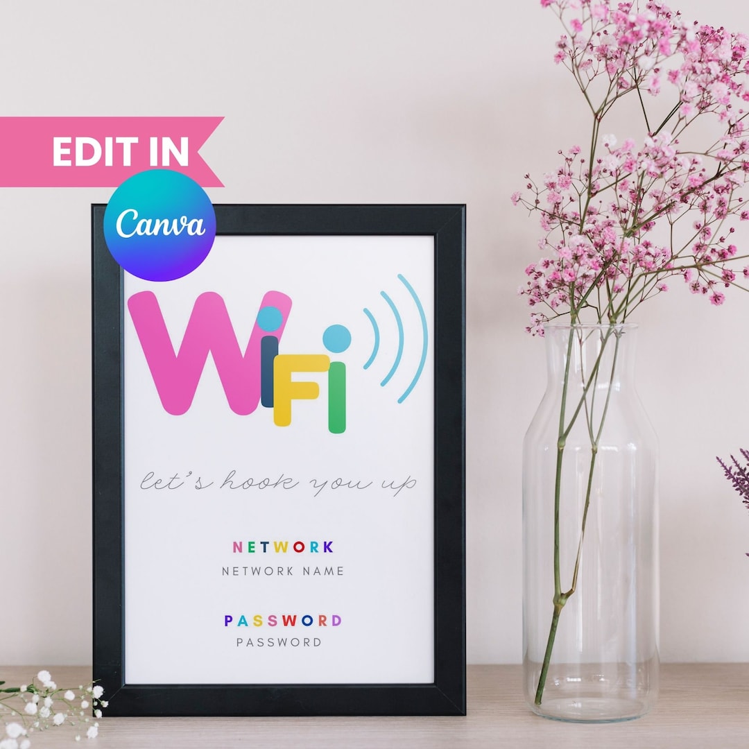 Editable Wifi Password Sign Template | Home Wifi Sign | Wifi Sign ...