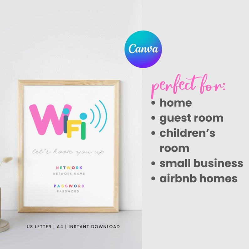 Editable Wifi Password Sign Template | Home Wifi Sign | Wifi Sign ...