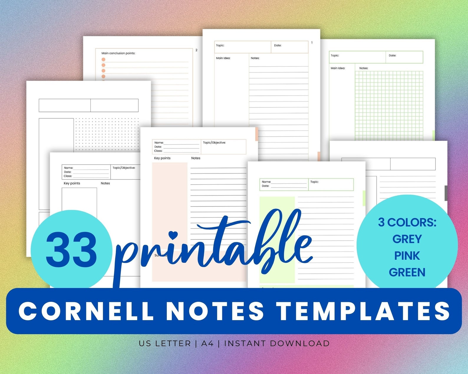 Cornell Notes. Cornell Notes Template. Cornell Notes Printable. Note ...