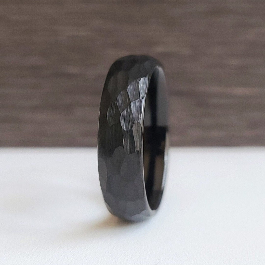 Black Hammered Tungsten Wedding Band Ring for Men Women, 8MM 6MM 4MM ...