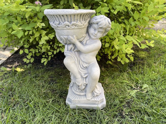 Boy Concrete Planter Boy Stone Statue Child Garden Decor | Etsy