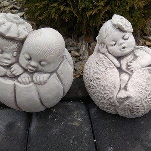 Baby in Cabbage Concrete Statue, Newborn Stone Figure, Baby Home Decor ...