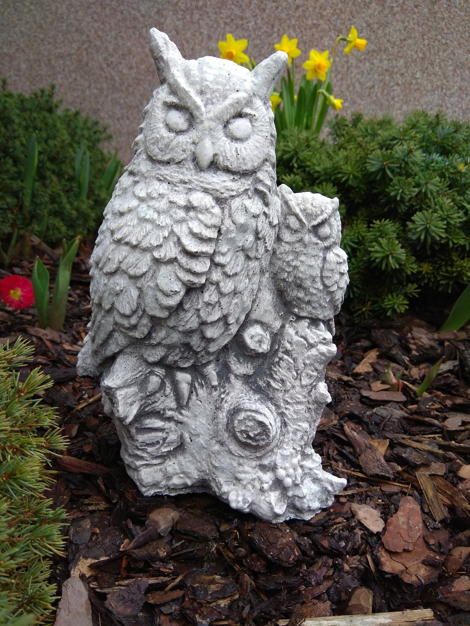 Owl Family Concrete Statue Stone Owl Sculpture Custom Owl - Etsy