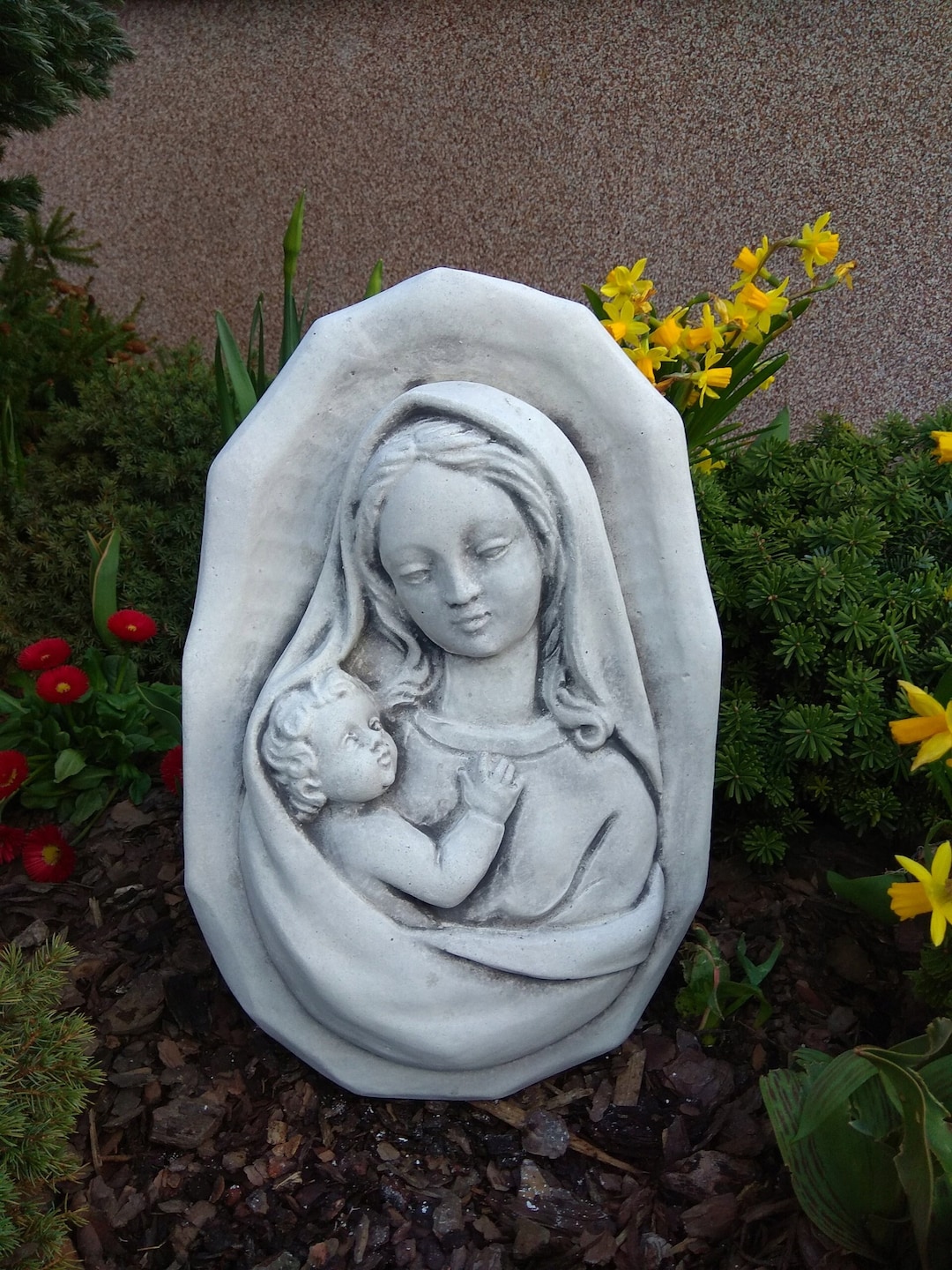Mother Mary and Baby Jesus Statue Concrete Blessed Virgin - Etsy