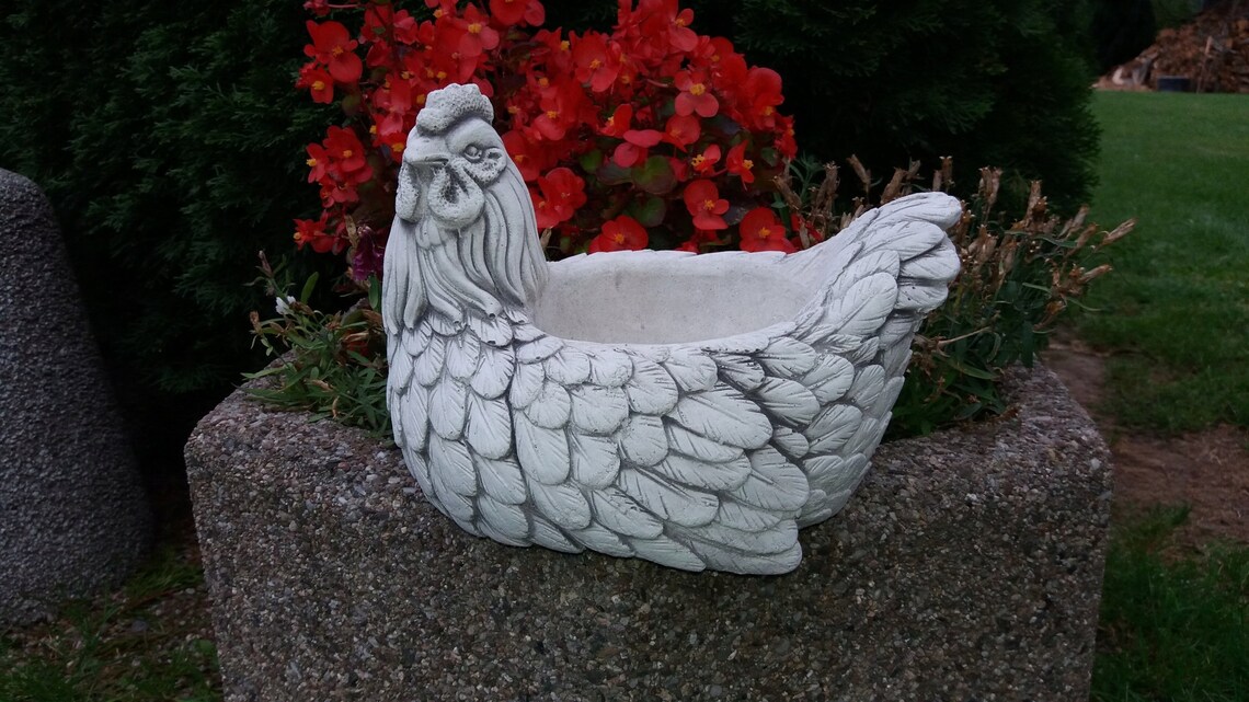 Chicken Planter Hen Flower Pot Road Runner Stone Pot - Etsy