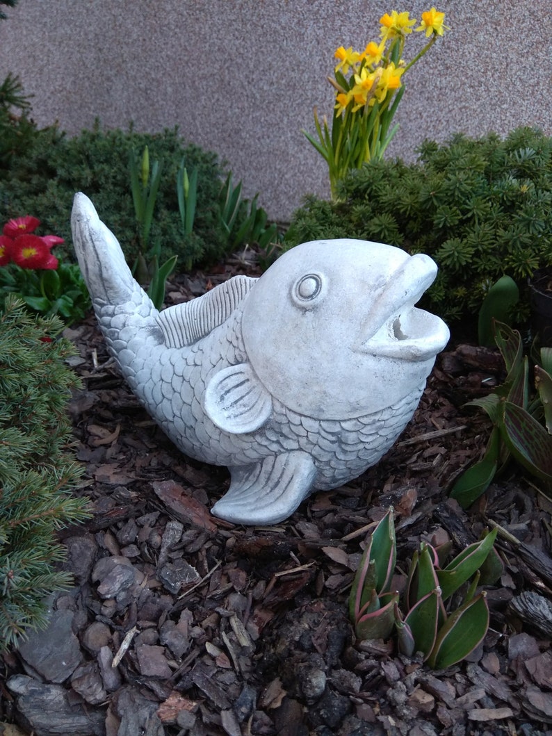 Cheerful Fish Sculpture Concrete Garden Fountain Stone Fish - Etsy