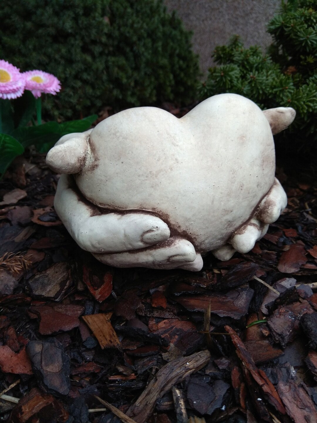 Stone Heart in Hands Sculpture, Lawn Garden Decor, Wedding Design, Yard ...