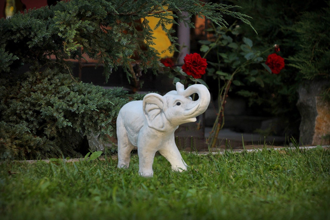 Elephant Baby Statue, Concrete Elephant Figurine, African Animal ...