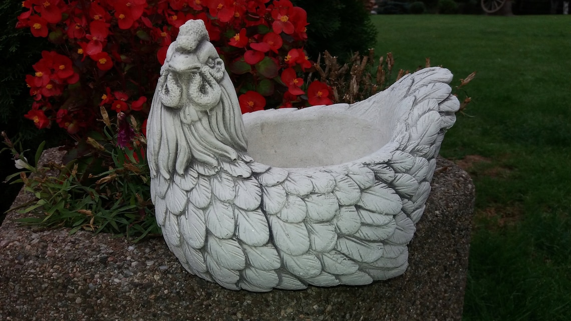 Chicken Planter Hen Flower Pot Road Runner Stone Pot - Etsy