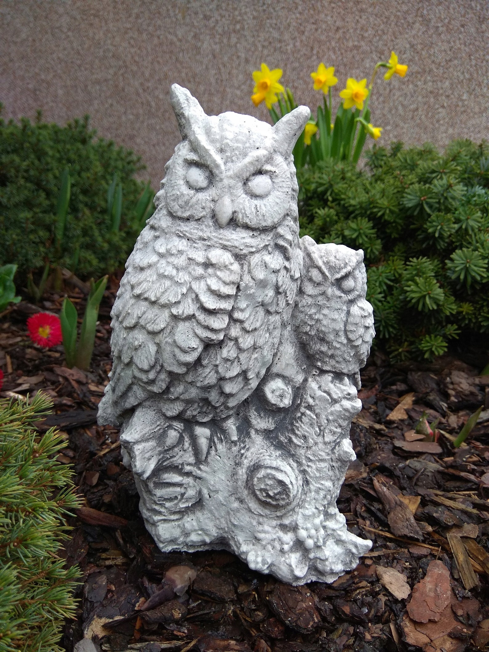 Owl Family Concrete Statue Stone Owl Sculpture Custom Owl - Etsy