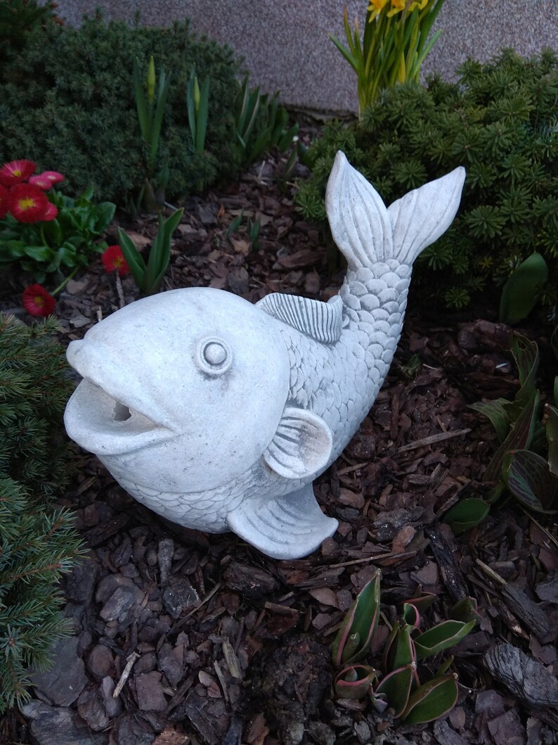 Cheerful Fish Sculpture Concrete Garden Fountain Stone Fish - Etsy