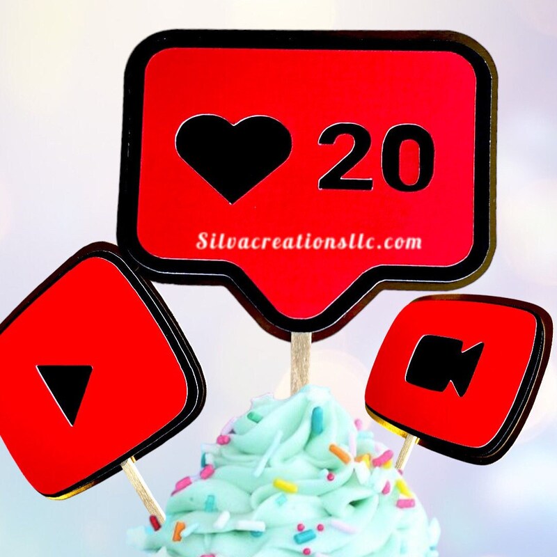 Youtube Cupcake Topper - Etsy