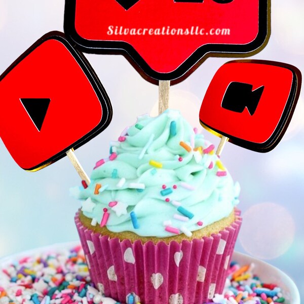 Youtube Cupcake Topper - Etsy